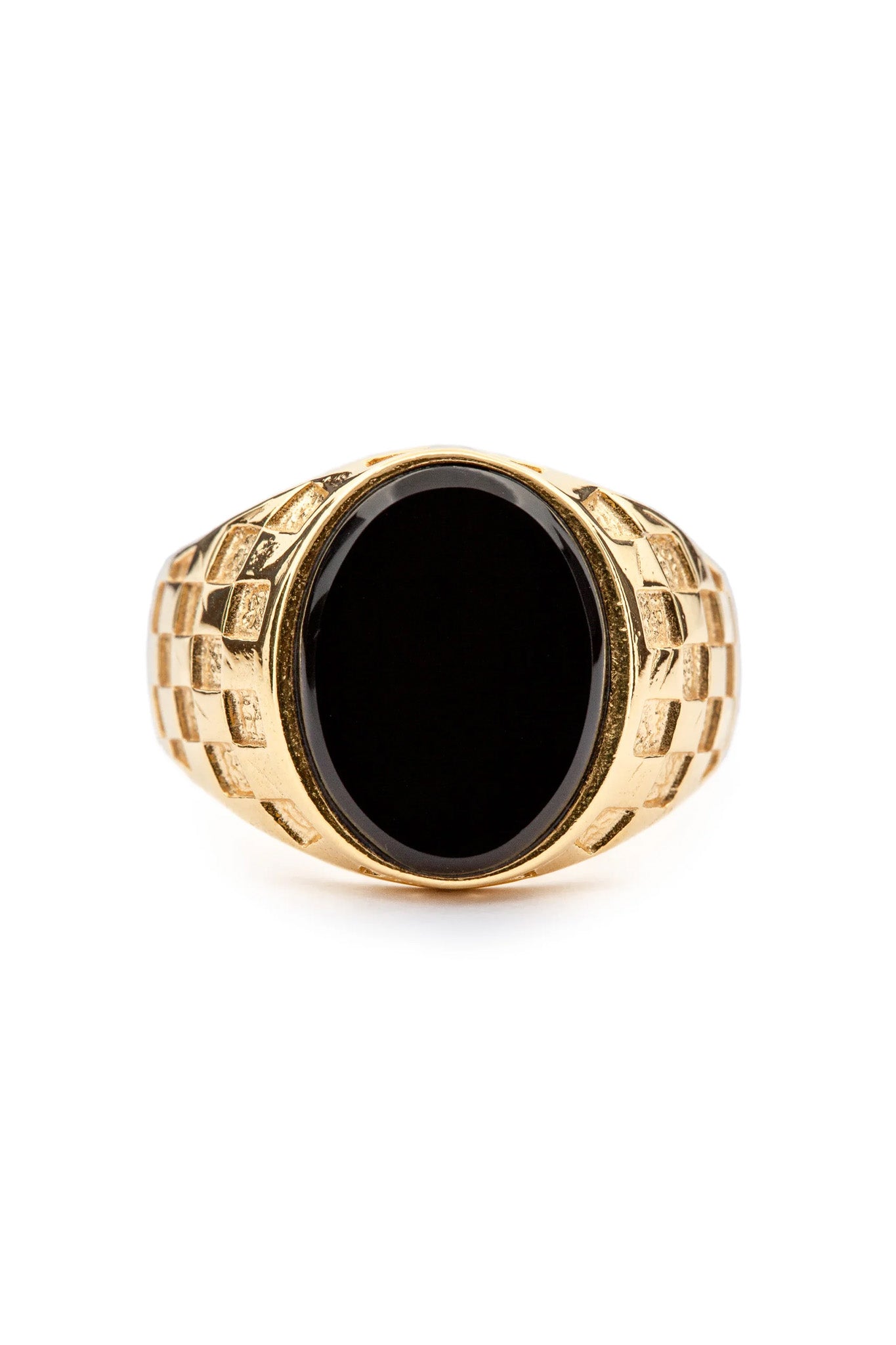 Checkered Signet - Onyx | Gold – Lox & Chain
